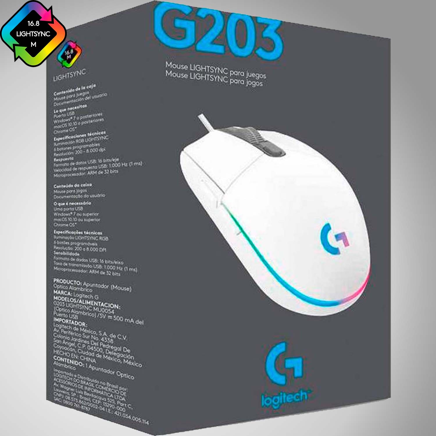 Mouse Gamer Logitech G203 RGB Lightsync 6 botones | Achorao