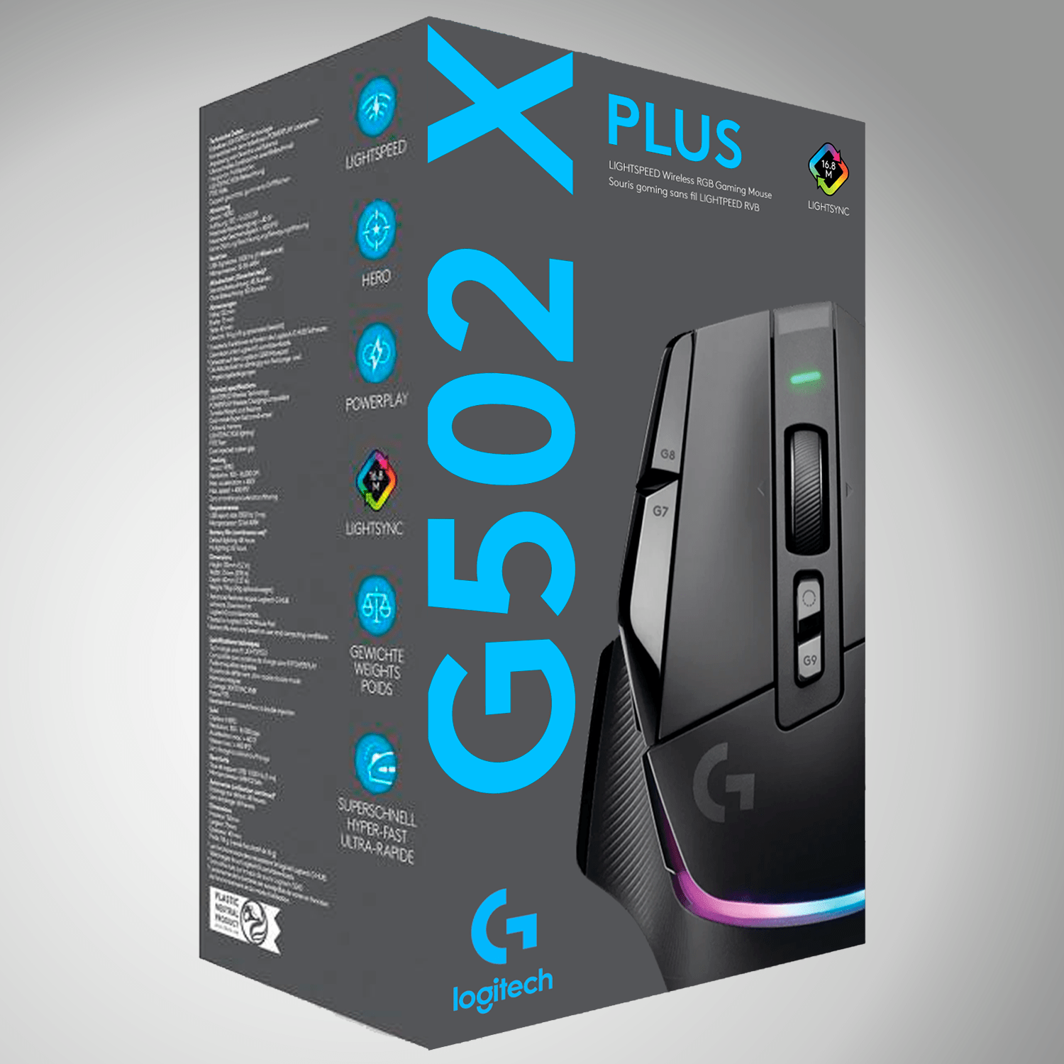 Mouse Inalámbrico Gamer G502 X PLUS 25K DPI Lightforce RGB | Achorao