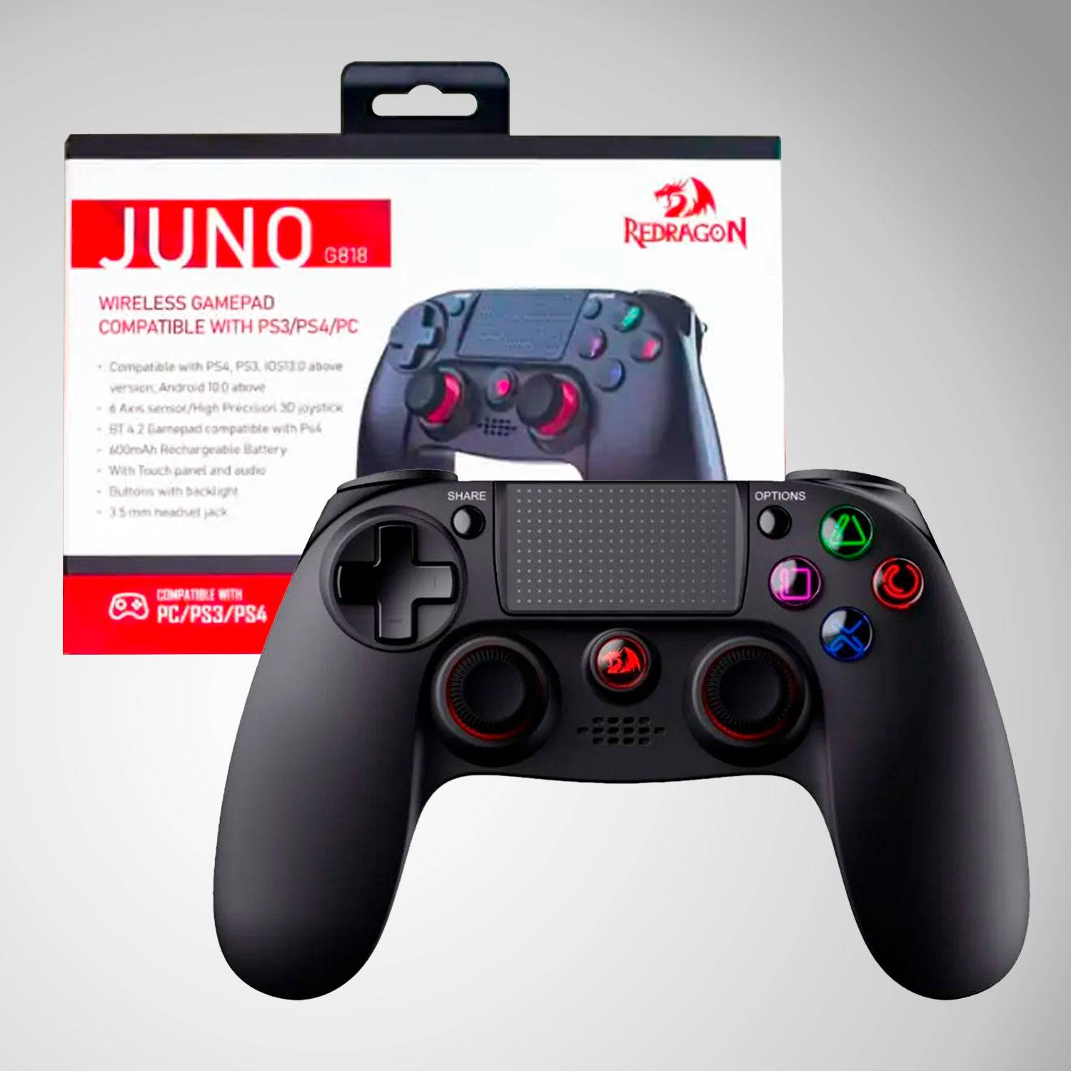 Gamepad Redragon Juno G818 inalámbrico, compatible con PC y PS4 | Achorao